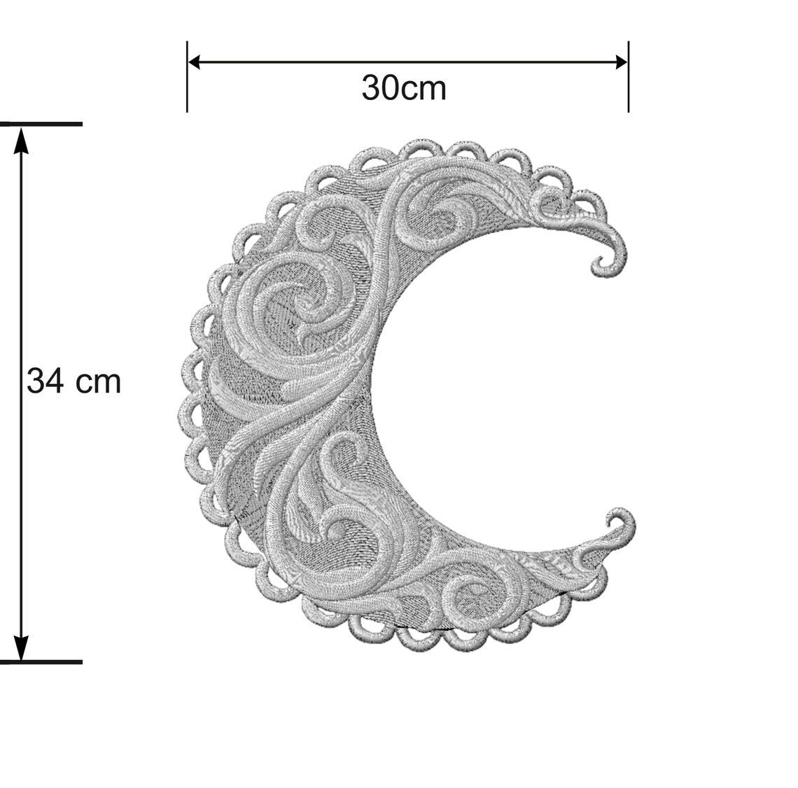 34cm High Heraldic Style Crescent Moon Embroidered Motif / Applique ...