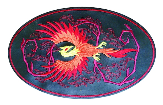 Faux Leather Phoenix Embroidered Patch Biker/triker Black on - Etsy