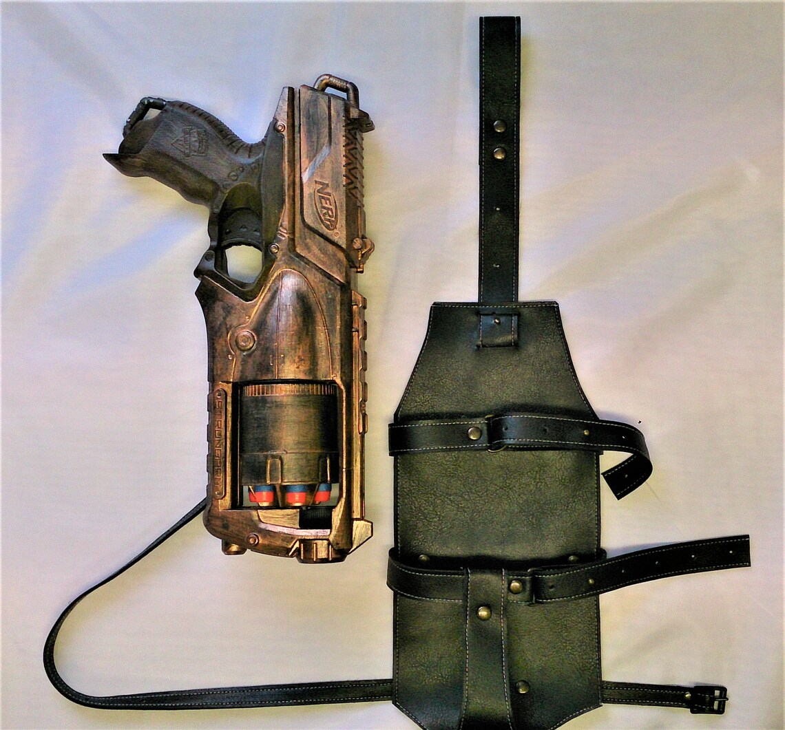 Adjustable Steampunk Faux Leather Skeleton Holster for Many Nerf Guns ...