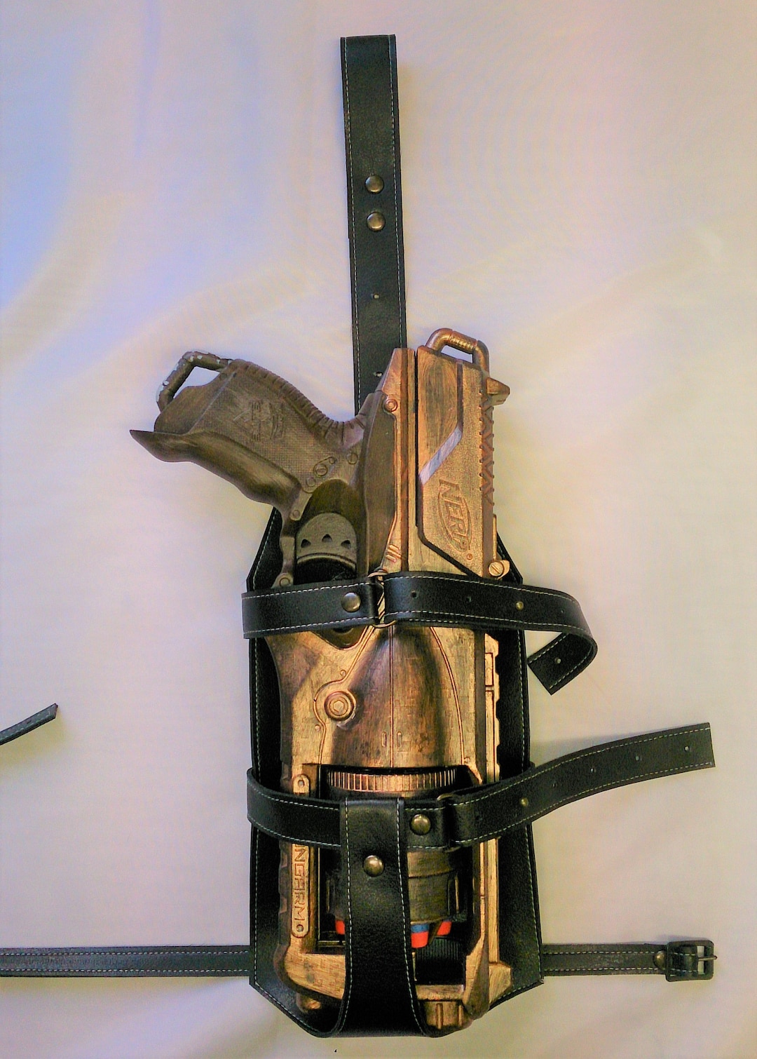 Adjustable Steampunk Faux Leather Skeleton Holster for Many Nerf Guns ...