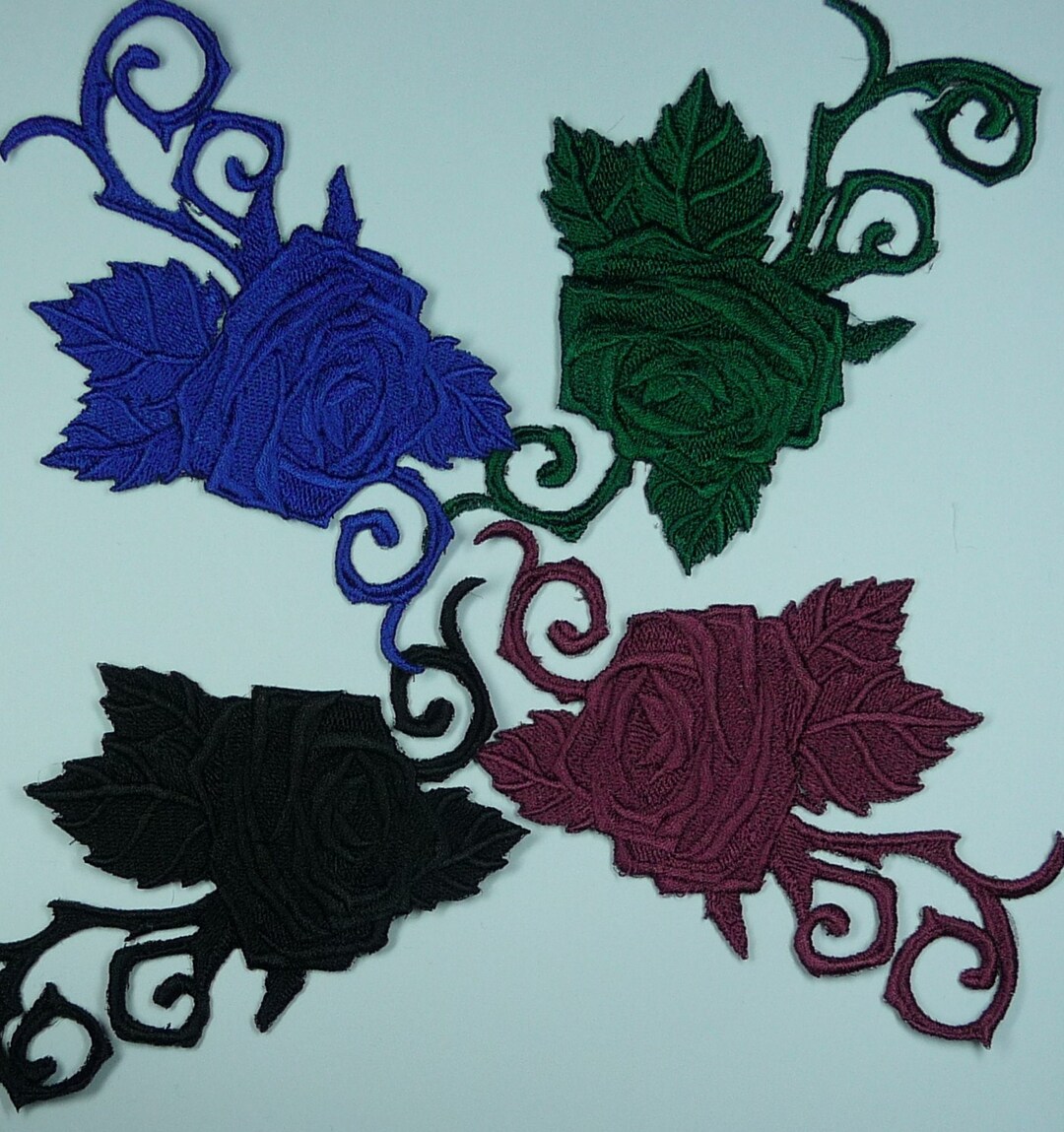 Embroidered Rose Motif / Patch / Badge / Applique - Lots of Colour ...
