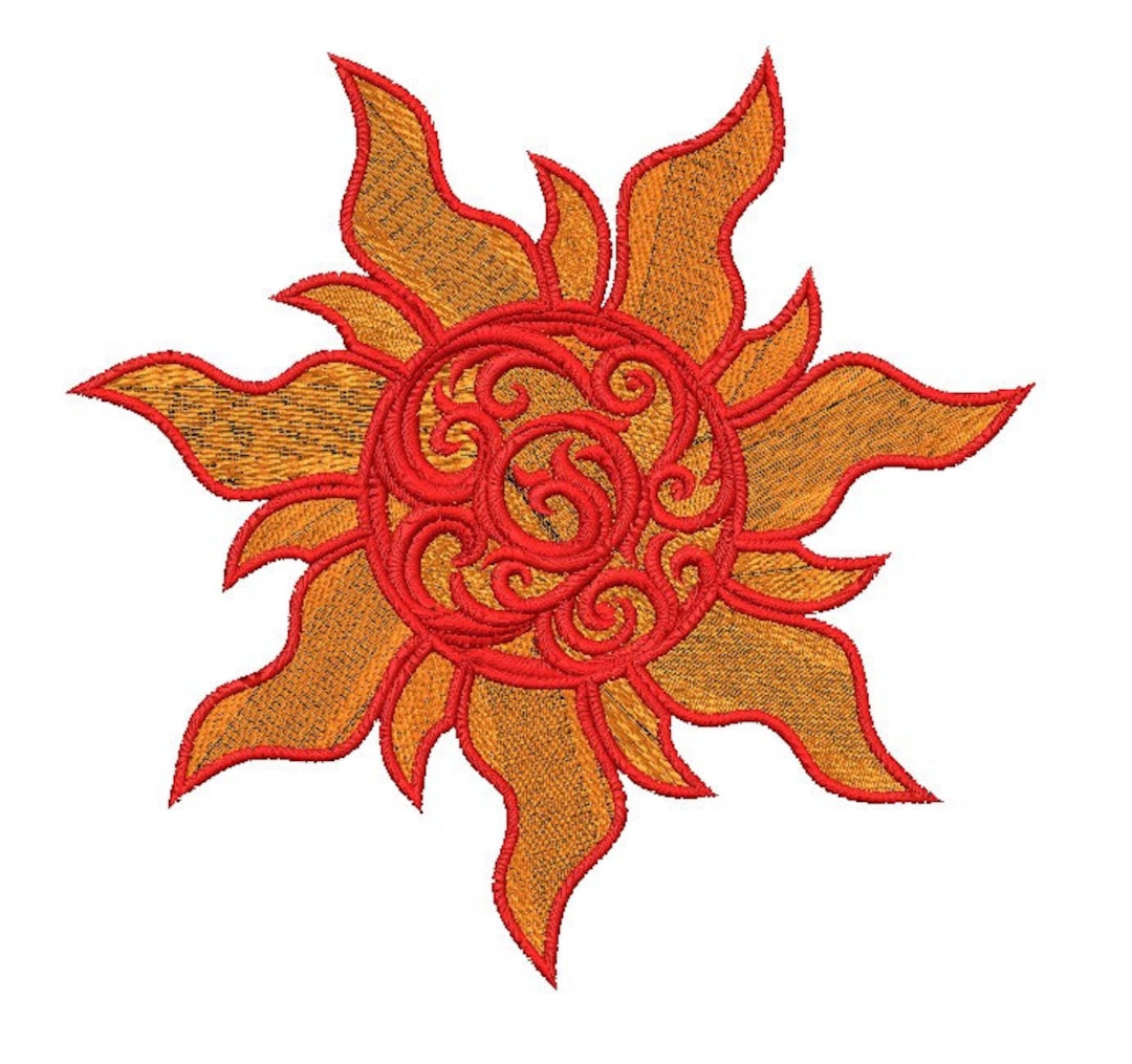 30cm 2 Colour Heraldic Style Dawn Sun Embroidered Motif / Applique ...