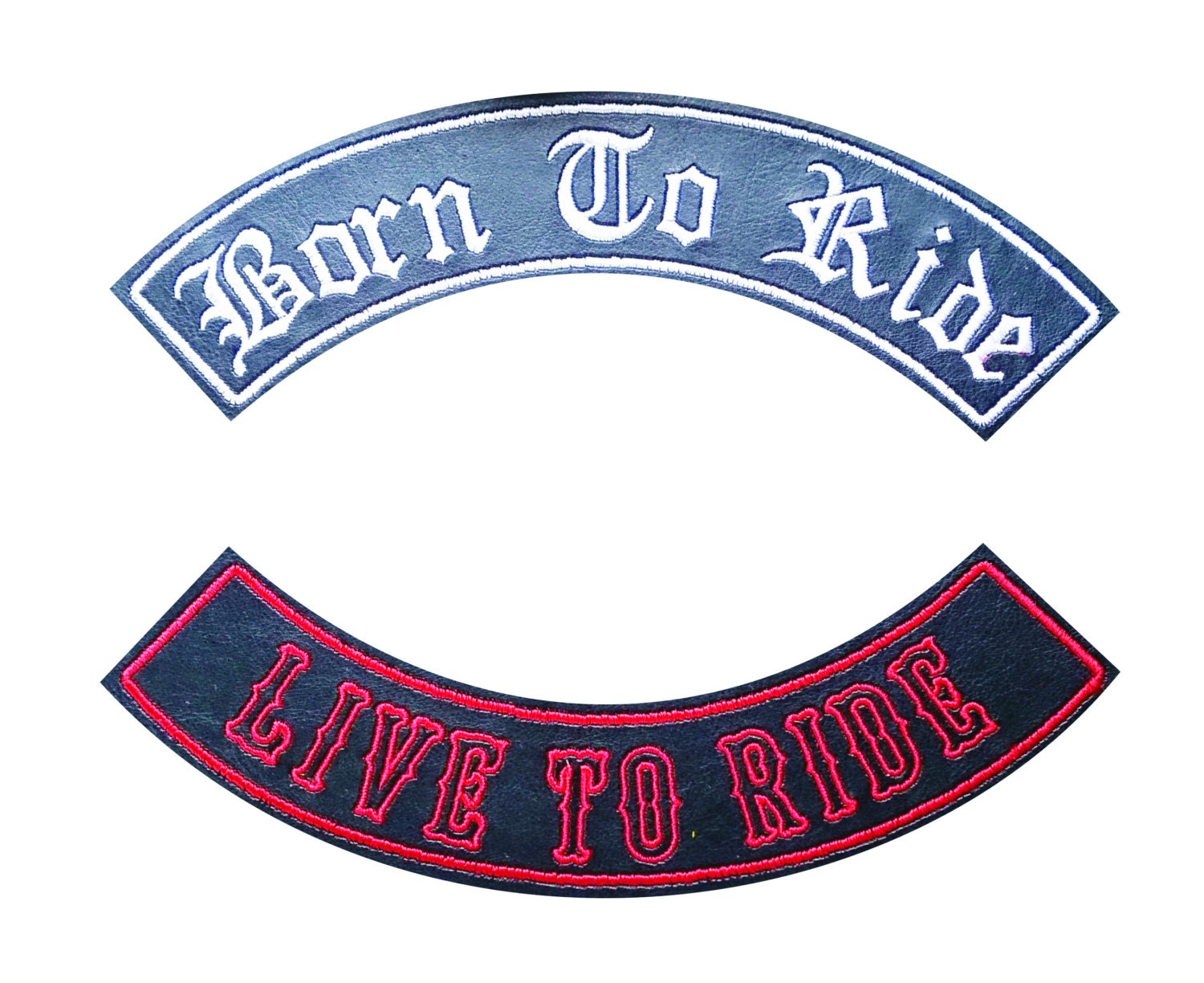 Faux Leather Bottom Rocker Custom Personalised Biker Embroidered Patch ...