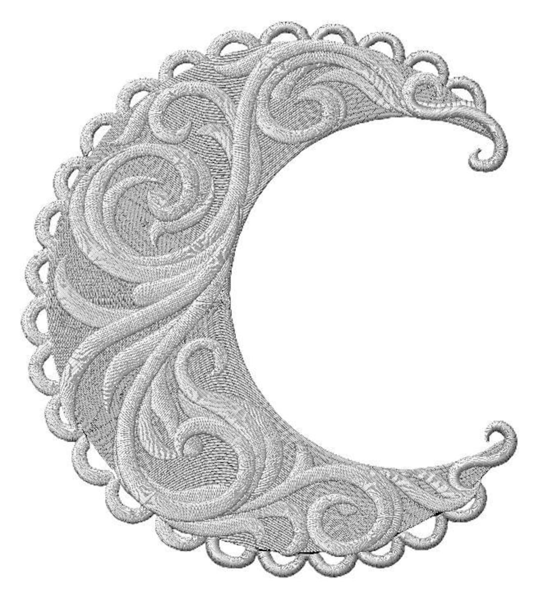 34cm High Heraldic Style Crescent Moon Embroidered Motif / Applique ...