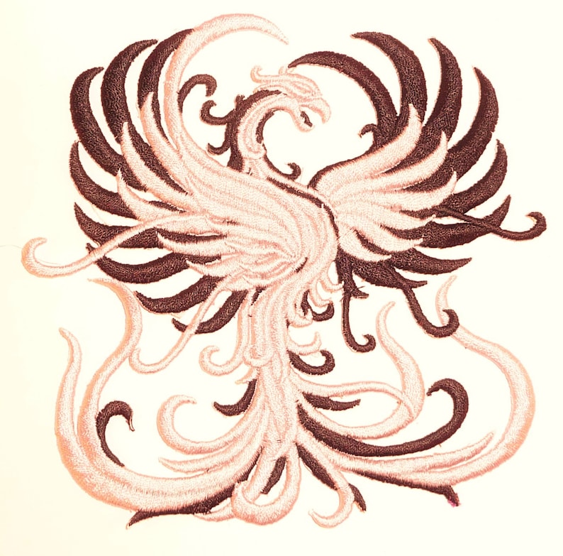 Embroidered Rising Phoenix 2 Colour Motif / Patch / Badge / Applique ...