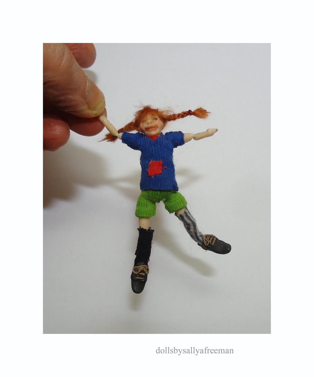 1:24 Scale Pippi Longstocking Poseable Ooak Dollhouse Miniature Doll - Etsy