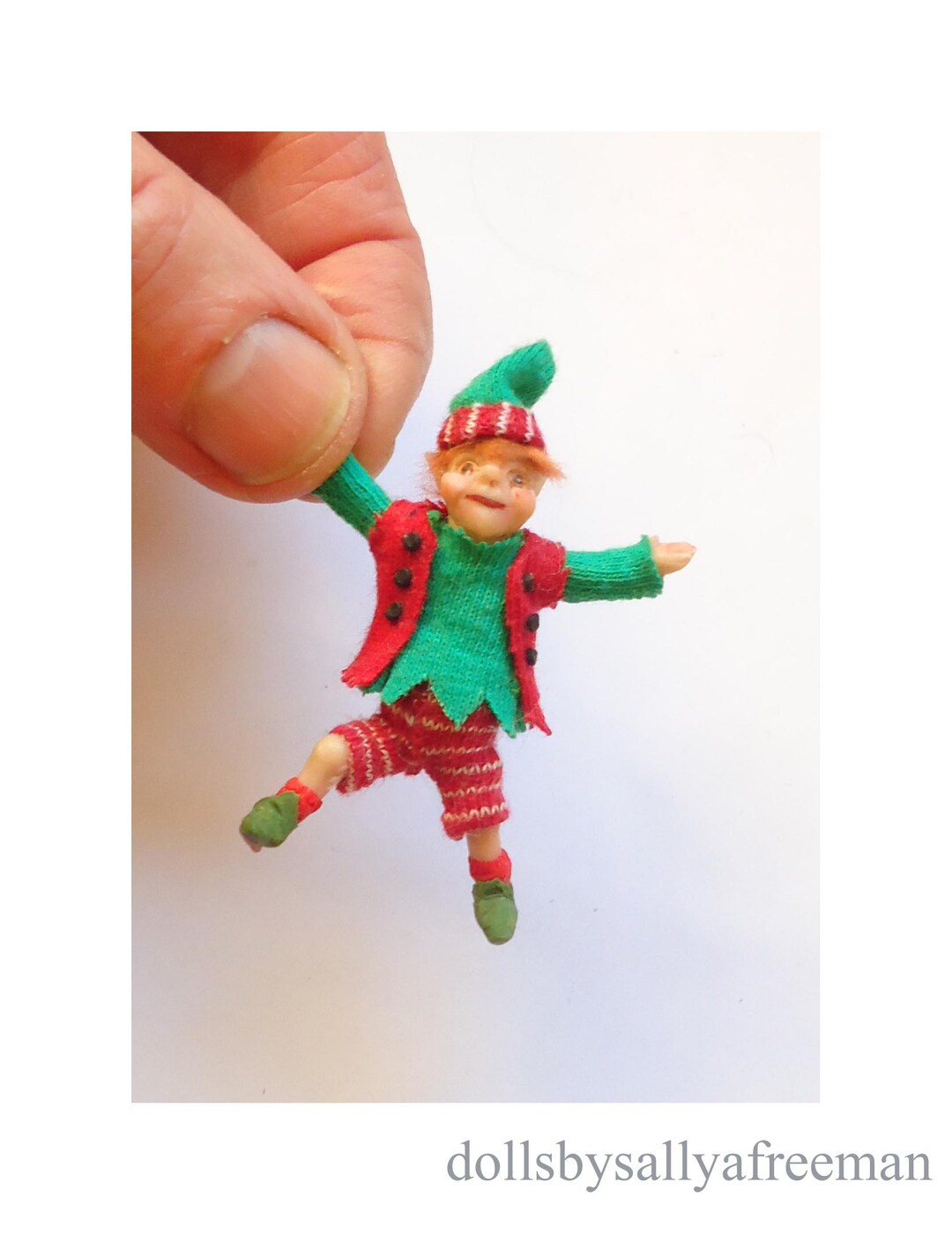 24th Scale Christmas Elf , Poseable Handmade Miniature Doll - Etsy