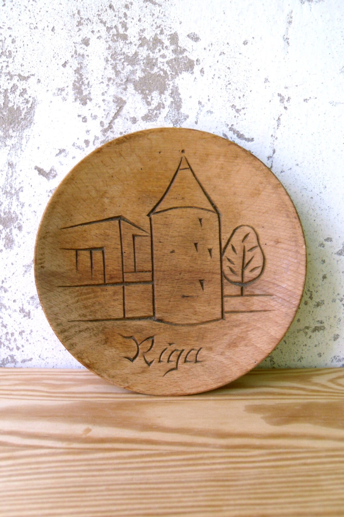 Vintage Wooden Plate - Rustic Wooden Home Decor - Small Wooden Plate ...