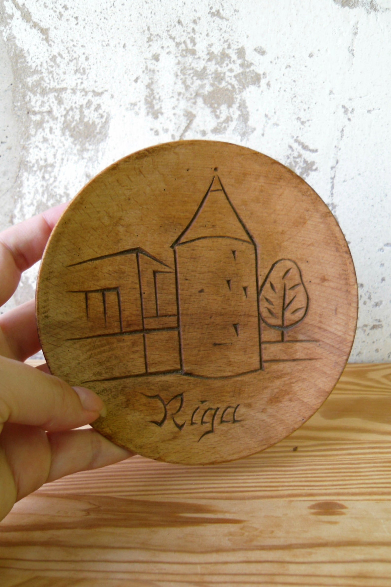 Vintage Wooden Plate - Rustic Wooden Home Decor - Small Wooden Plate ...