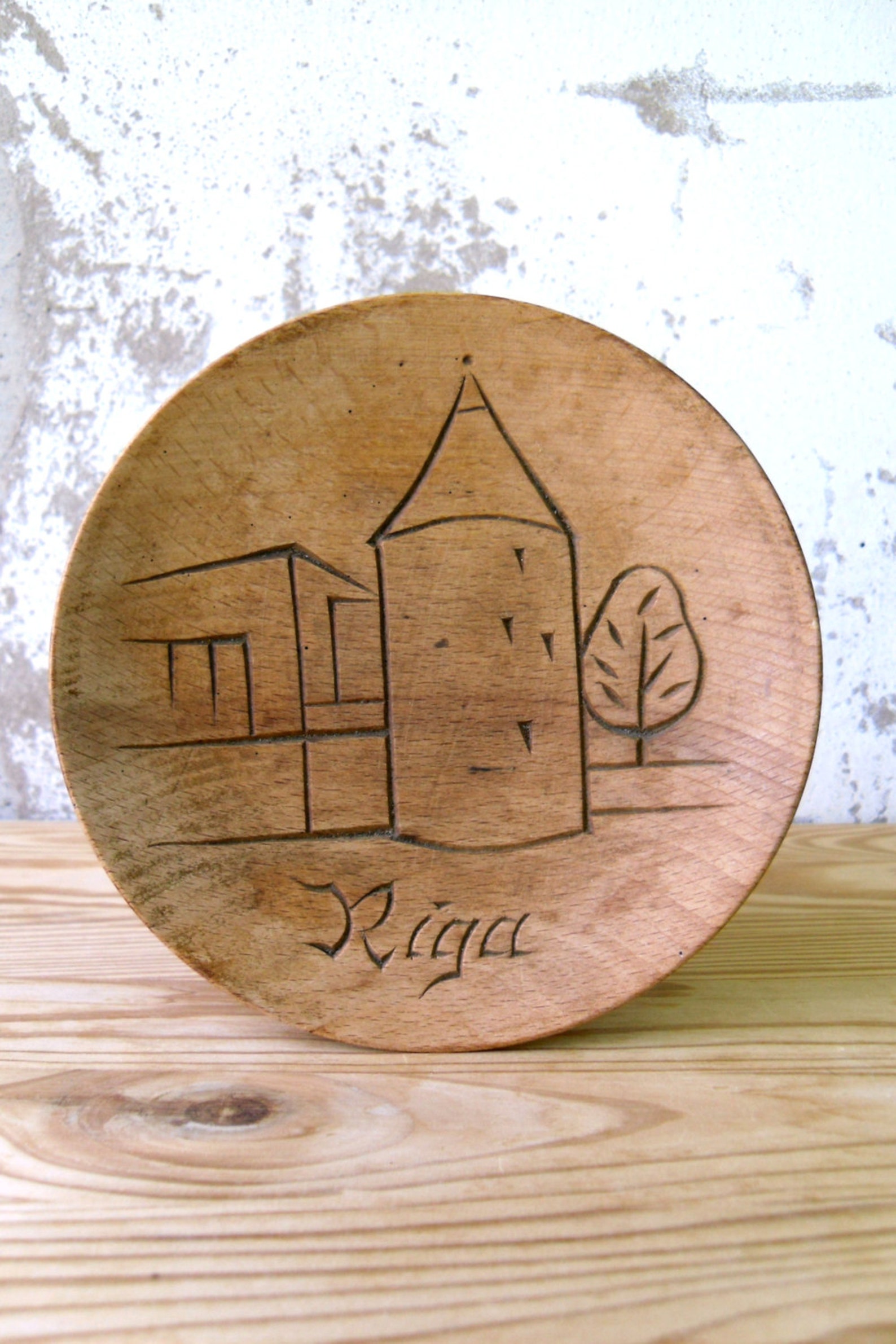 Vintage Wooden Plate - Rustic Wooden Home Decor - Small Wooden Plate ...