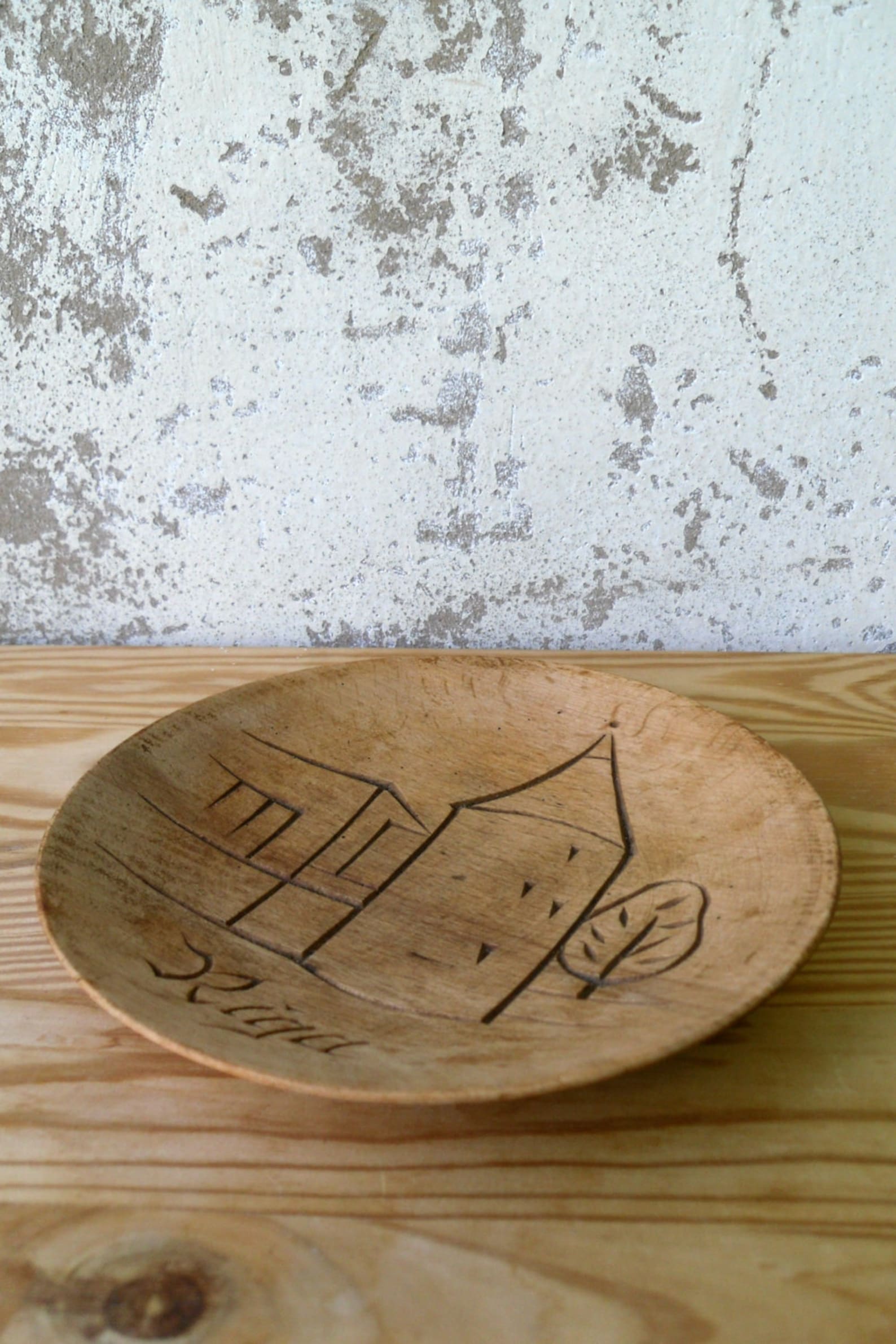 Vintage Wooden Plate - Rustic Wooden Home Decor - Small Wooden Plate ...