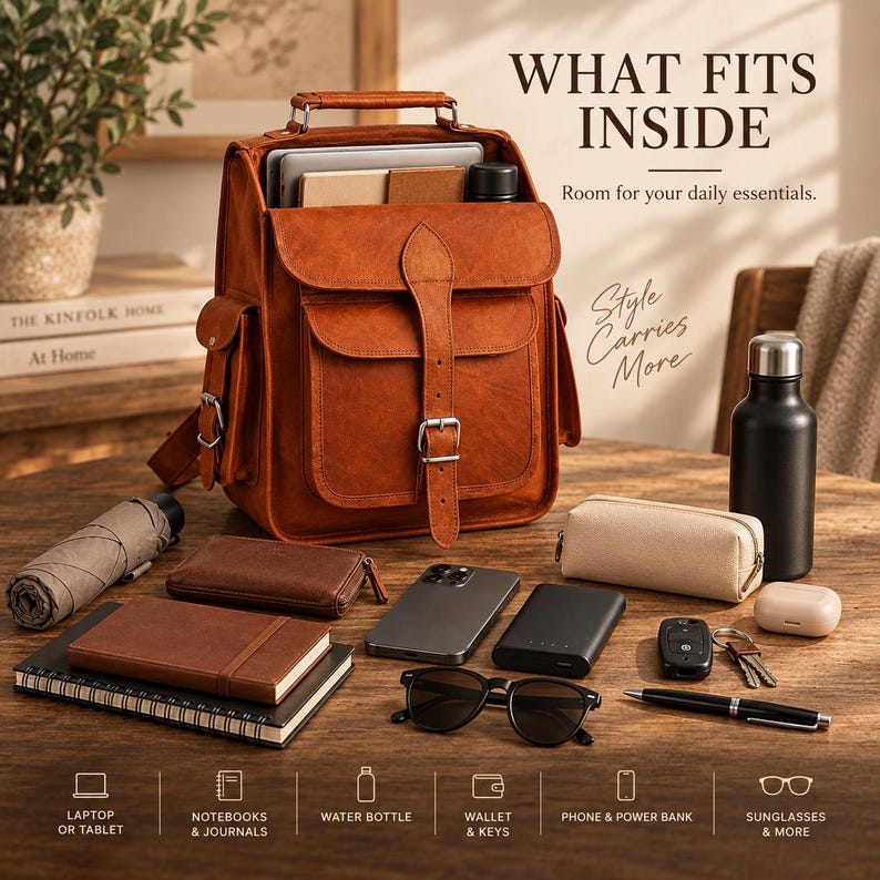 Handmade Goat Leather Laptop Backpack, Vintage Travel Rucksack ...