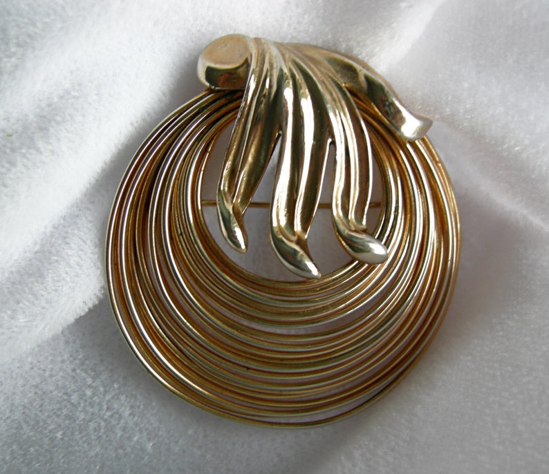 Gold Tone Freeform Circles Brooch Unsigned Vintage - Etsy