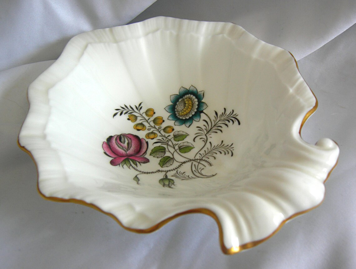 Shell Shaped Fine Bone China Trinket Dish With Floral Motif - Etsy