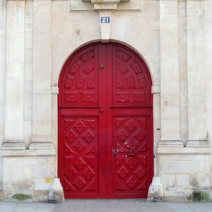 Paris Photography, Red Door, Paris Wall Art, Red Paris Door Photo, Red ...