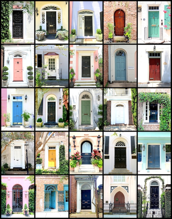 Charleston Doors Collage Photo Print Doors of Charleston Home | Etsy