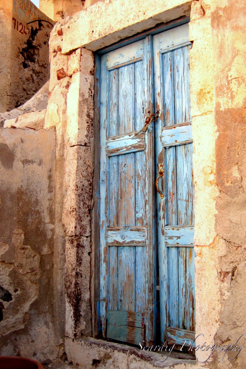 Wooden Door Santorini Greece Weathered Rustic Distressed Door ...