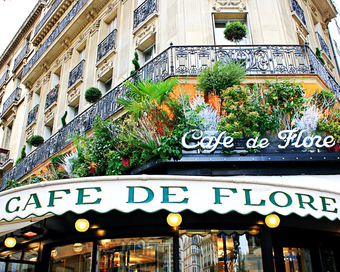 Cafe De Flore Balcony Storefront Paris Photo Print, Paris Wall Art ...