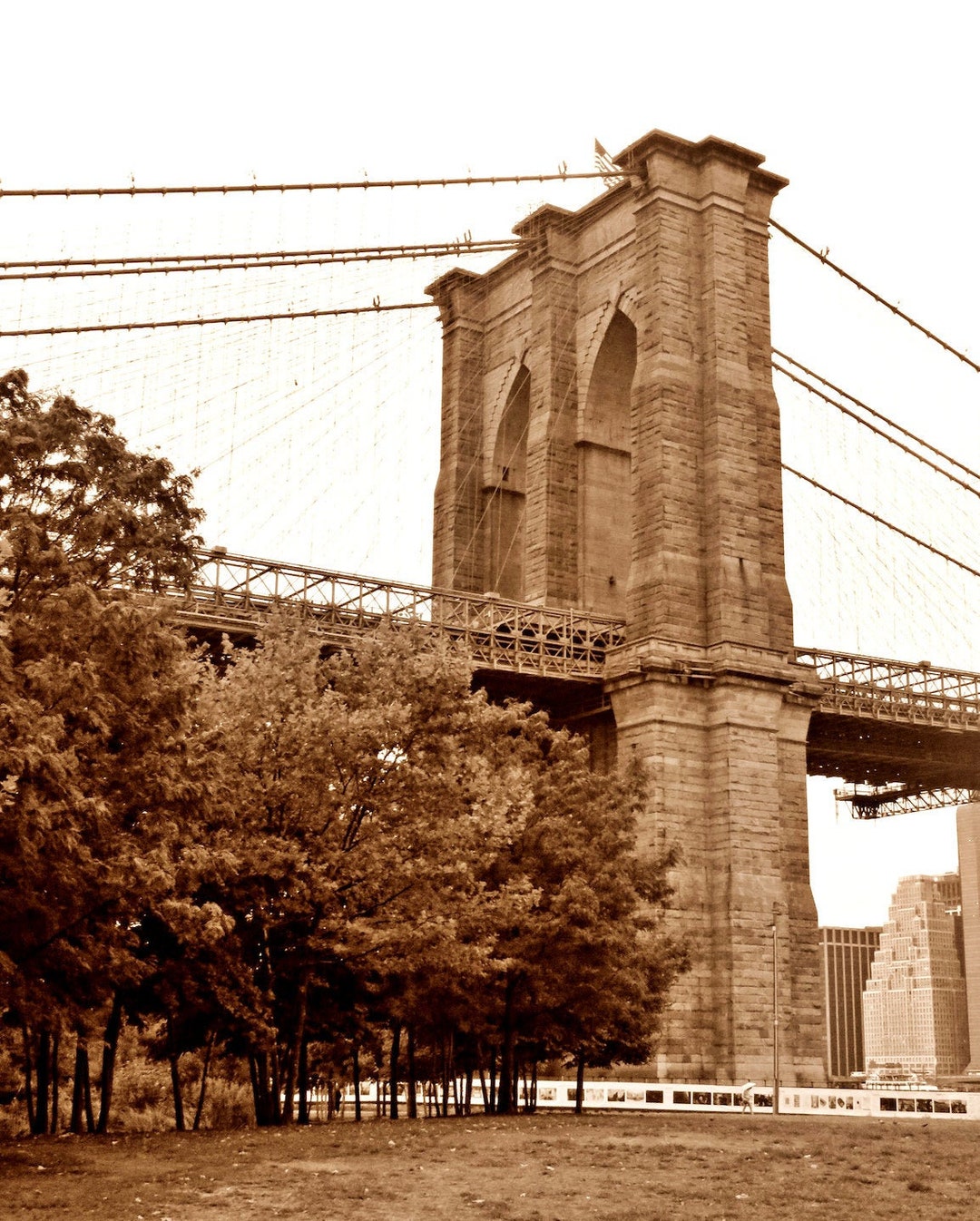Sepia Brooklyn Bridge Photo Print, New York City Photography, New York ...