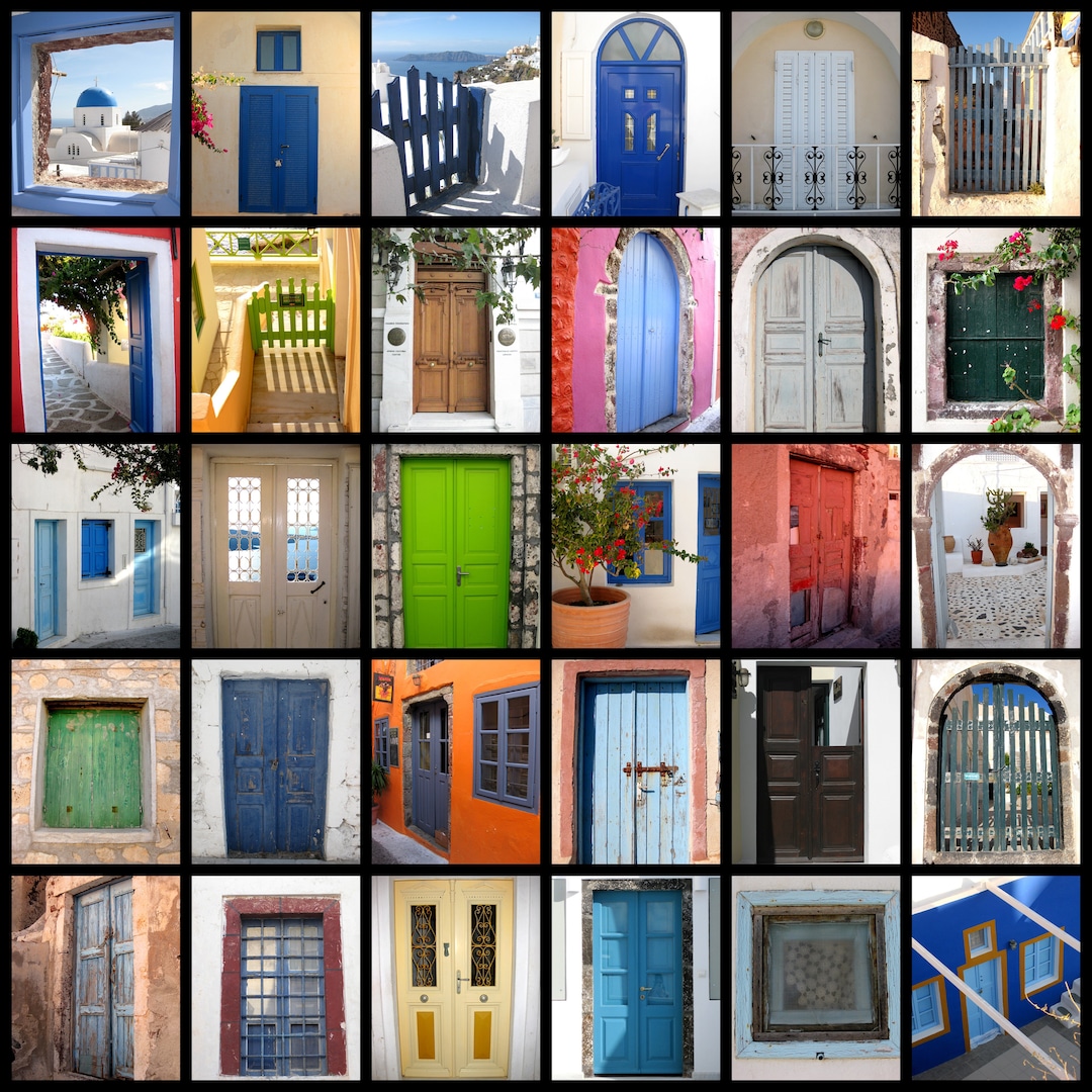 Greek Photo Door Photography Print. Santorini, Greece Doors. Colorful ...