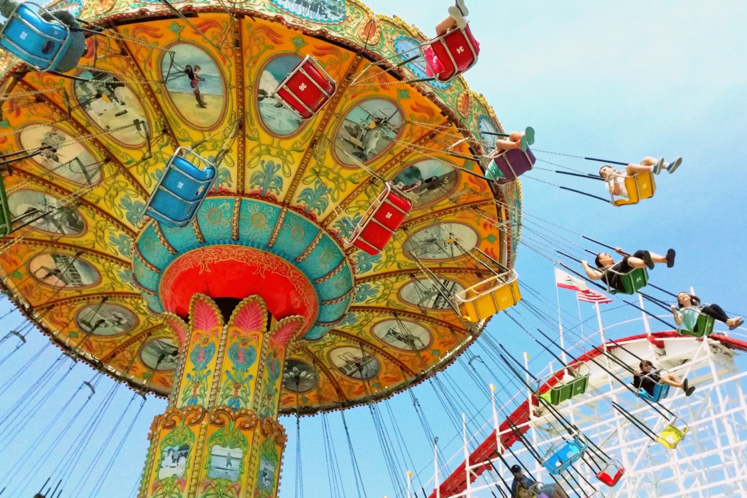 Santa Cruz Sea Swings Roller Coaster Colorful Photography | Etsy