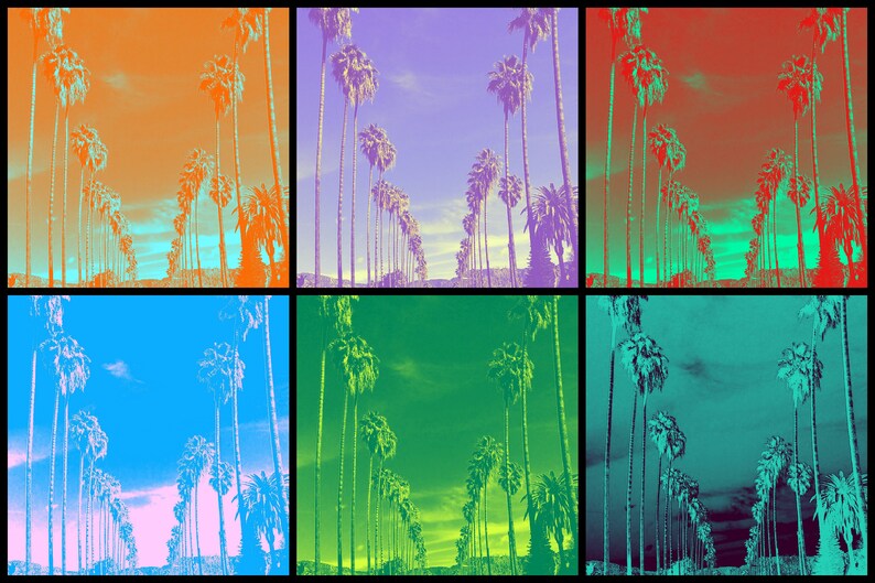 Pop Art Palm Tree Photo Print, Palm Tree Collage, Pop Art California ...