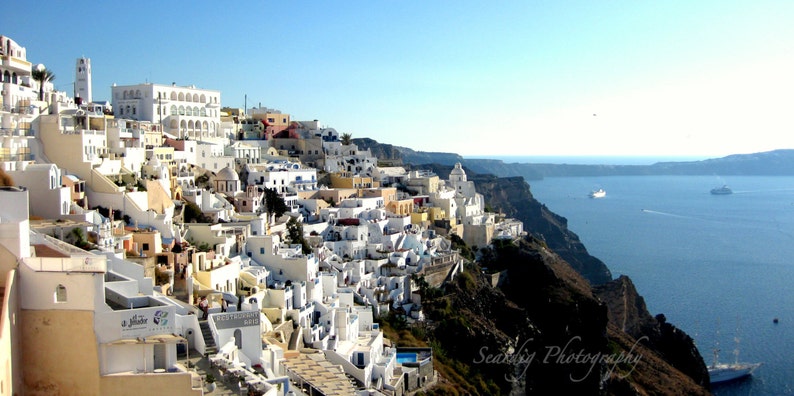 Santorini Greece Panoramic Beautiful View Photograph Print. Landscape ...