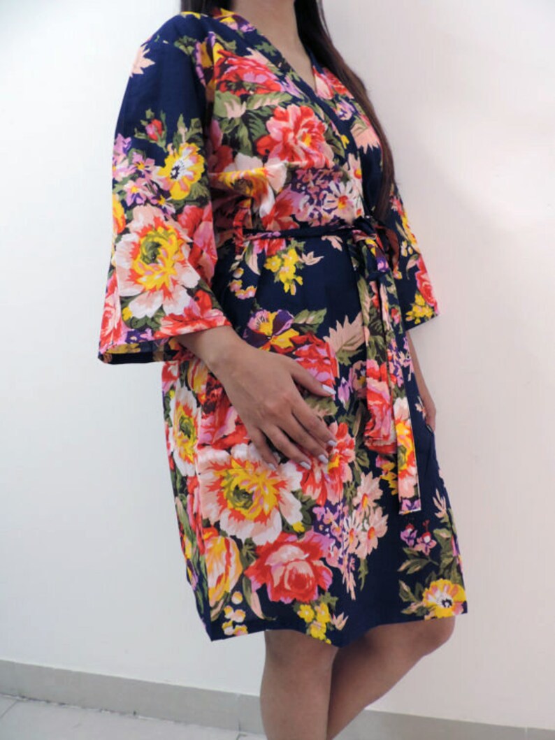 Code: A-15 Navy Bridesmaid Robes Navy Floral Robe Navy - Etsy