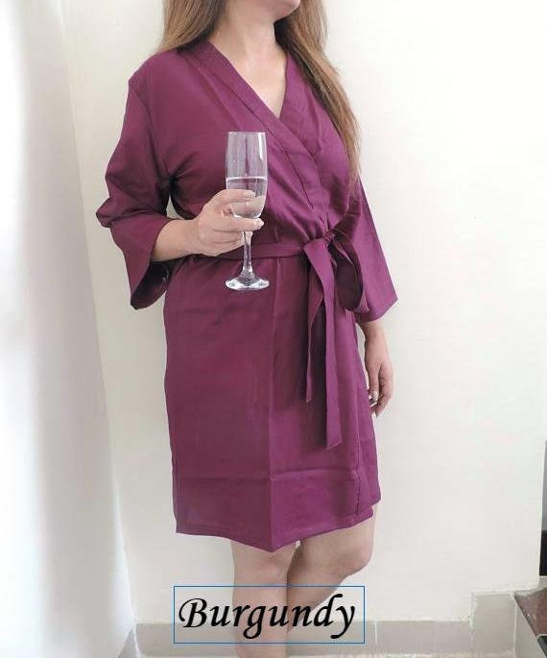 Bridesmaid Gifts / Solid Color Robes / Solid Burgundy Robe / Bridesmaid ...