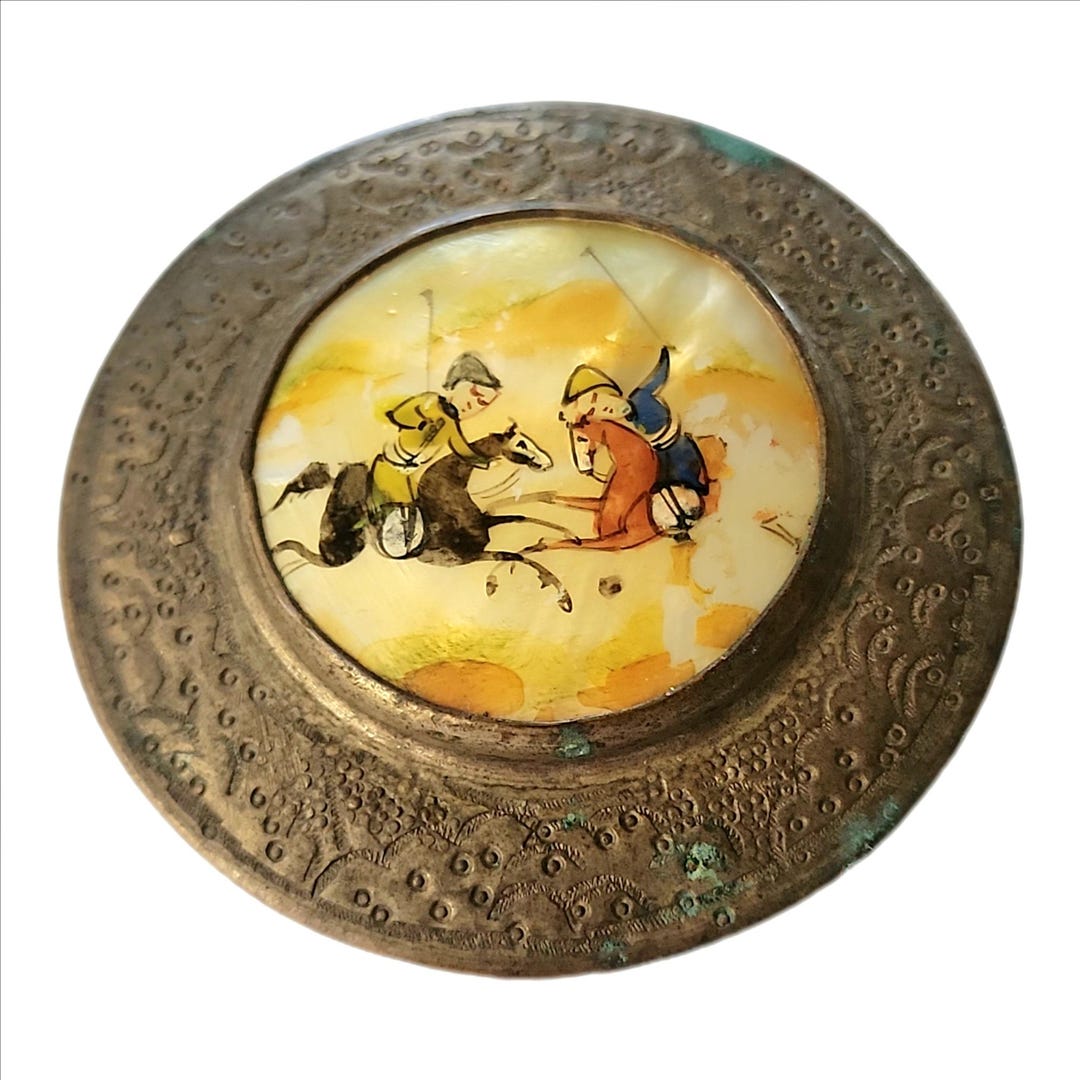 Islamic/middle Eastern Round Trinket Box 1850-1899 Painted Mughal ...