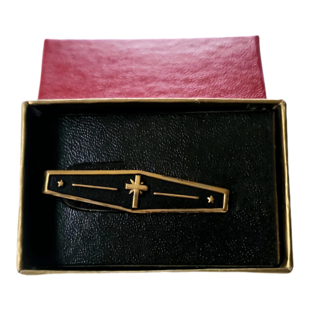 Petite Religious Cross Tie Clip Vintage Gold Plated Black Enamel ...