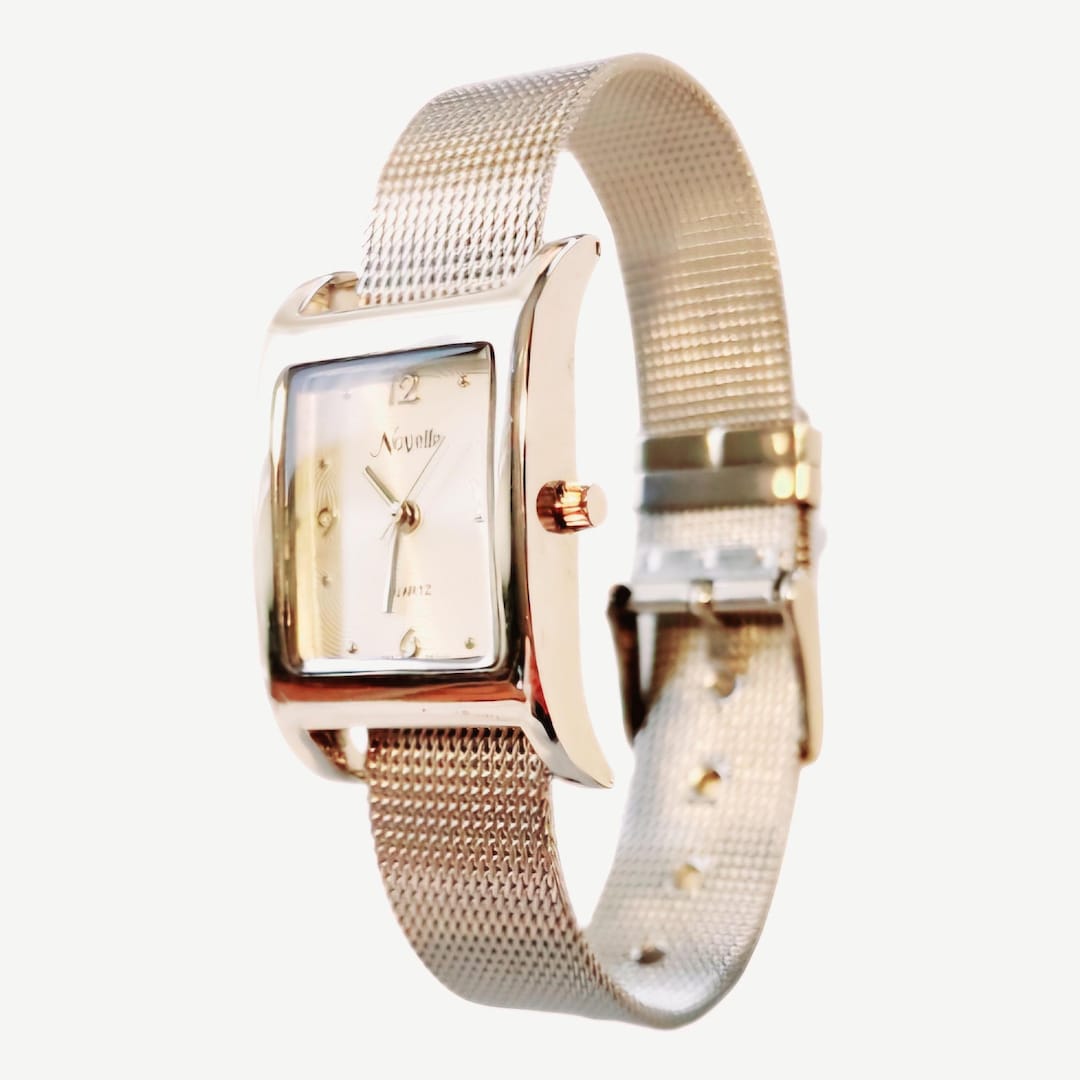 Vintage Quartz Watch Stainless Steel Mesh Band Japan Movement Novelle ...