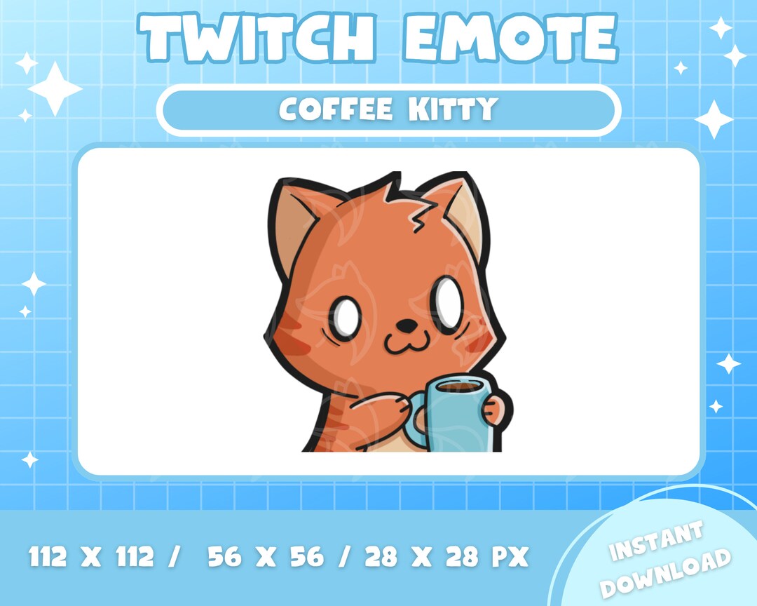 Coffee Kitty Emote | Channel Point Icon | Bit Badges | Emotes | Kawaii ...