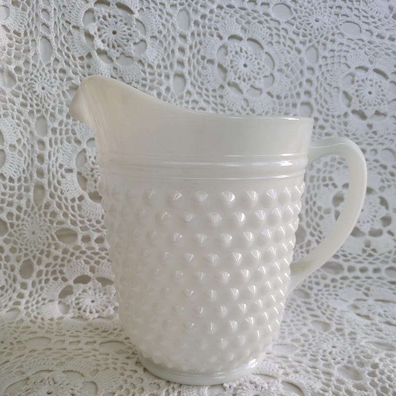 Milk Glass Hobnail Large Pitcher - Etsy
