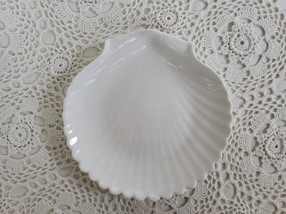 Medium Sized Milk Glass Scallop Shell Plate, Decorative Dish or ...