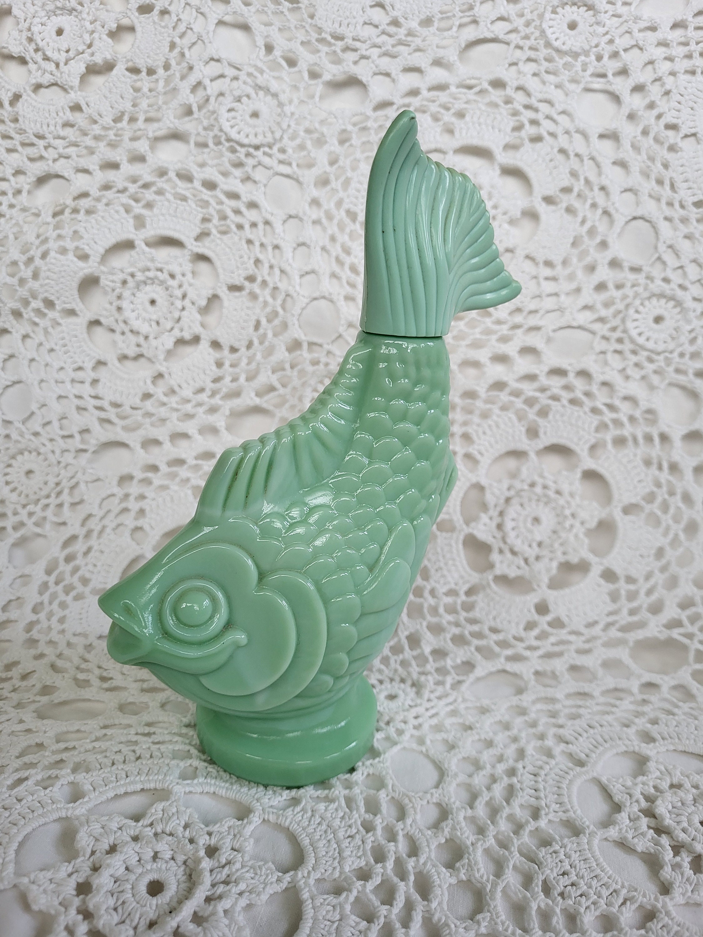 Avon Jadeite Green Glass Fish, Cotillion Jar, Coastal Home Decor - Etsy
