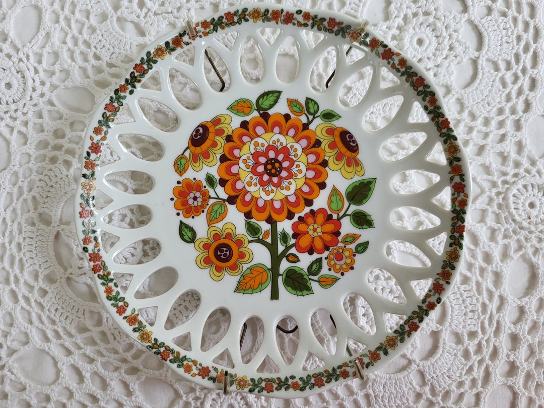 Decorative Floral Plate by Schmidt, Made in Brazil, Boho Wall Decor - Etsy