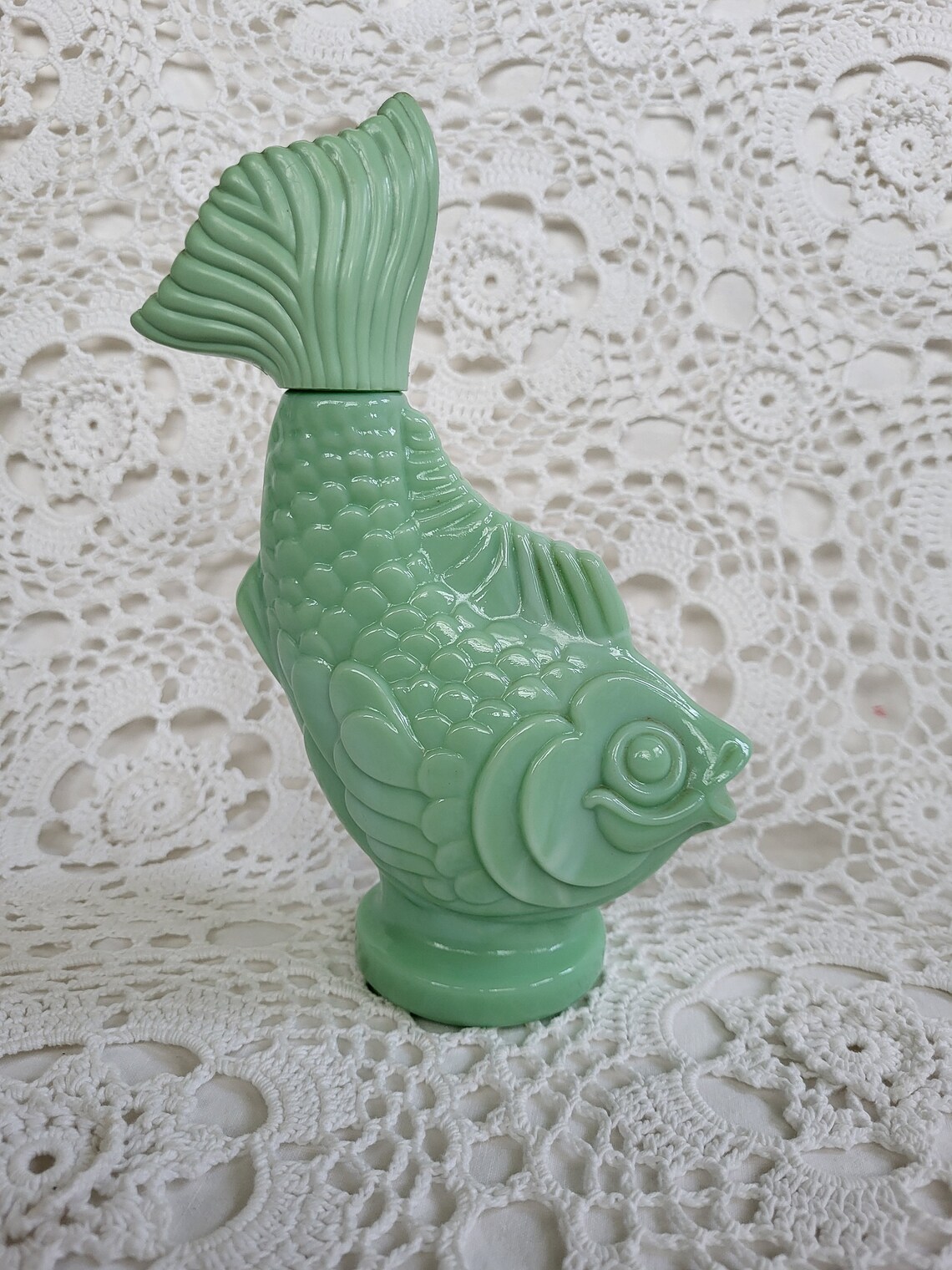 Avon Jadeite Green Glass Fish, Cotillion Jar, Coastal Home Decor - Etsy
