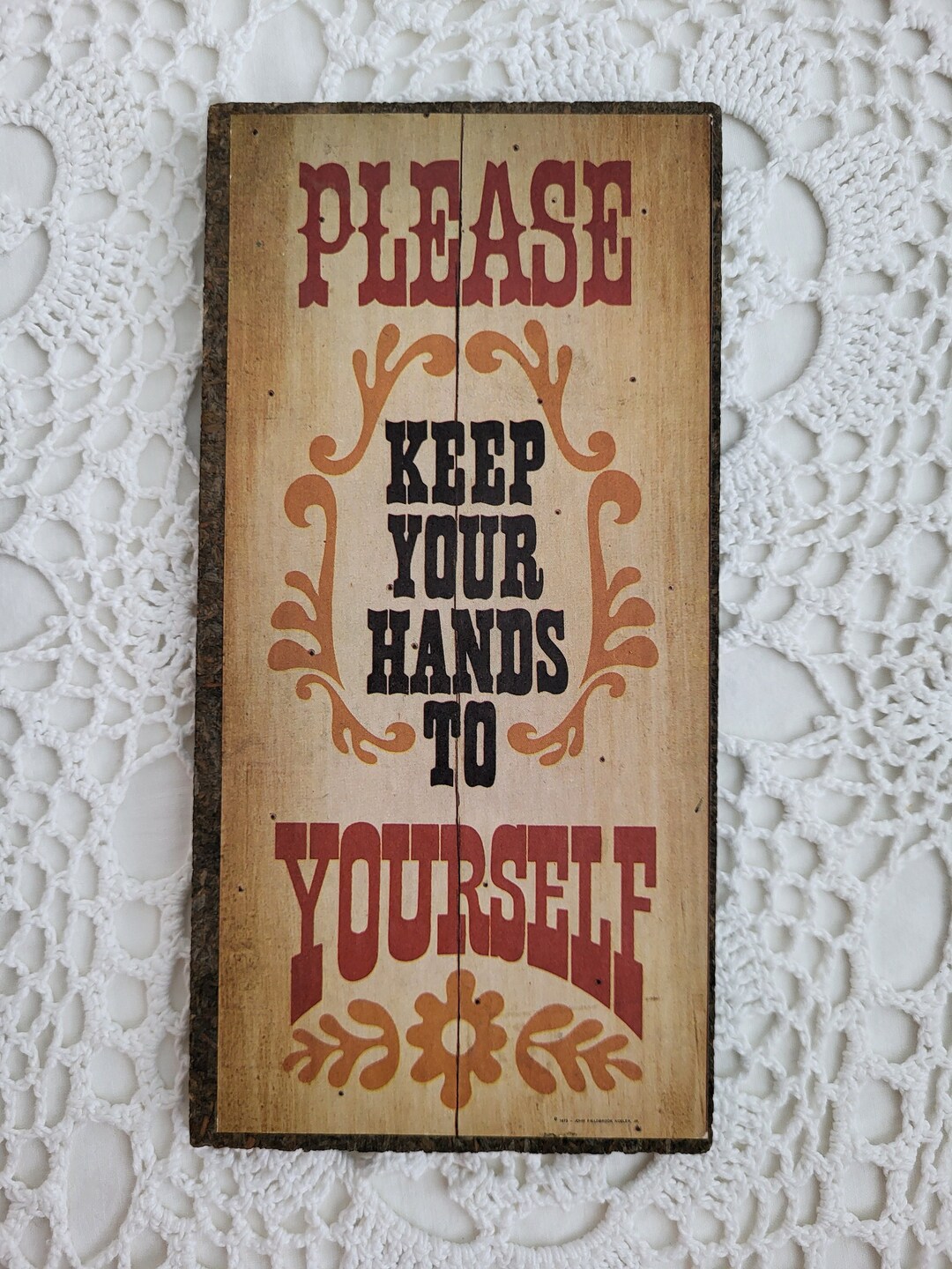 Please Keep Your Hands to Yourself Wooden Bar Sign Plaque, 1970s Kitsch ...