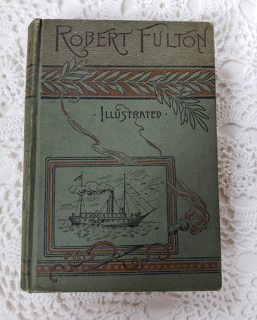 Robert Fulton Biography, Nautical Clipper Ship, Embossed Cover, 1892 ...