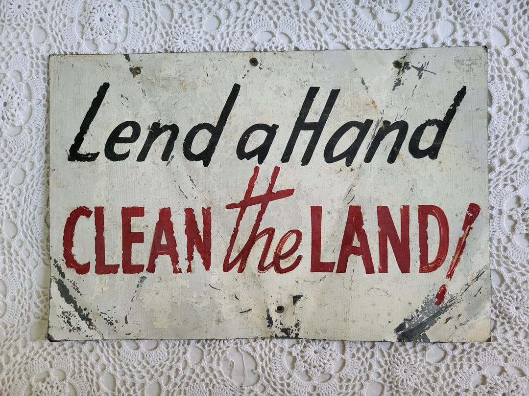 Handmade Metal Sign "lend a Hand - Clean the Land', Hippie Tree Hugger ...
