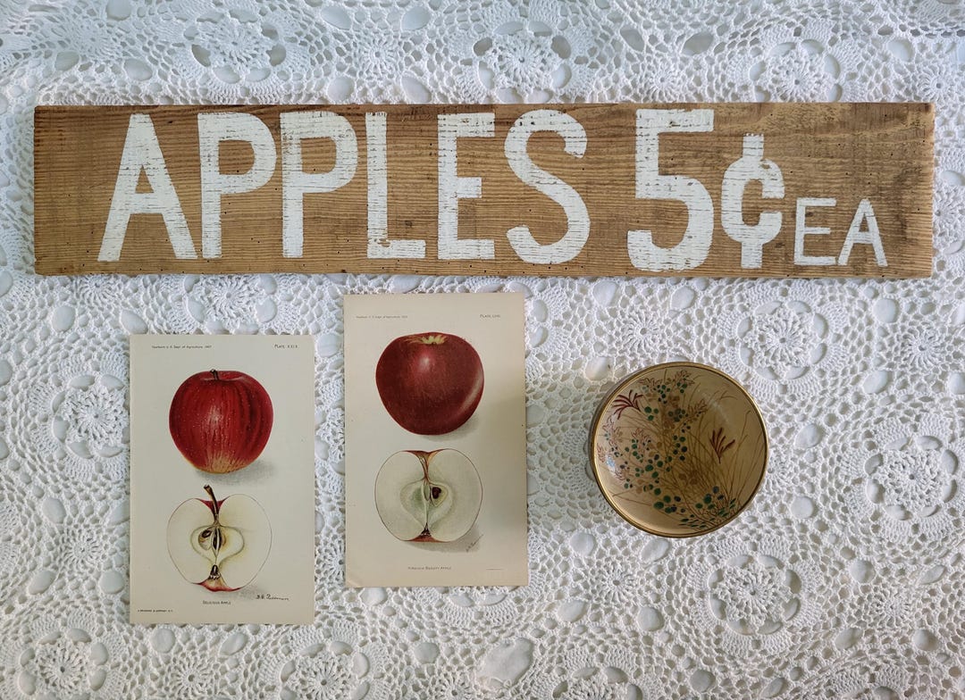 Authentic Farm Stand Apples Sign, Handpainted Vintage Wooden Farmhouse ...