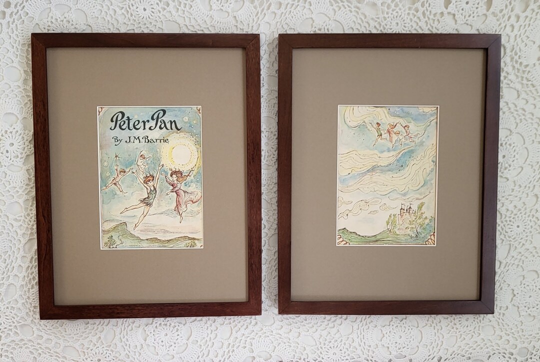 Pair of Framed Vintage Peter Pan Book Covers, Children's Bedroom Art - Etsy