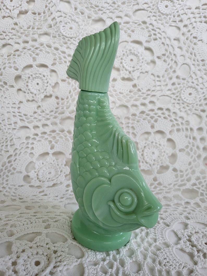 Avon Jadeite Green Glass Fish, Cotillion Jar, Coastal Home Decor - Etsy