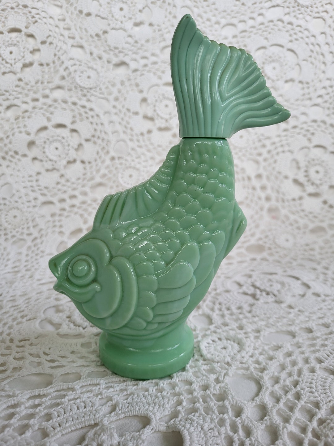 Avon Jadeite Green Glass Fish, Cotillion Jar, Coastal Home Decor - Etsy