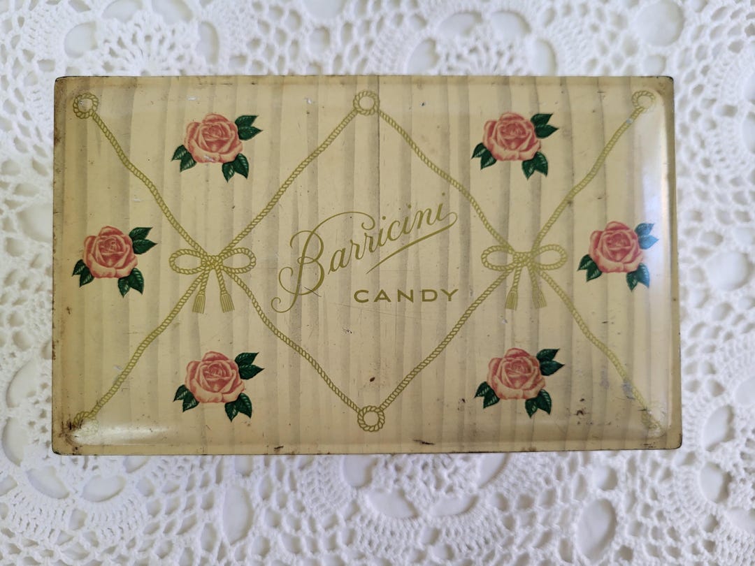 Mid Century Barricini Candy Tin, Pink Roses, Valentines Day Anniversary ...