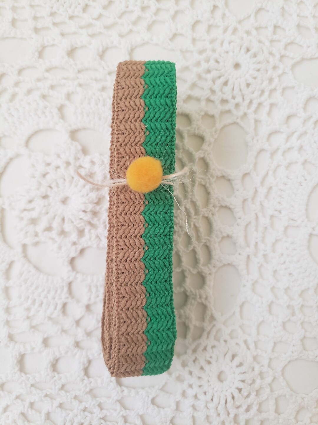 3 Yards of a Retro and Preppy Green & Tan Decorative Trim, Vintage ...