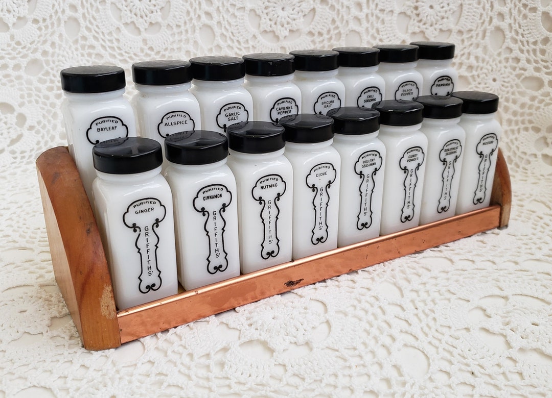 16 Piece Black & White Griffith’s Laboratories Spice Rack, Chicago ...
