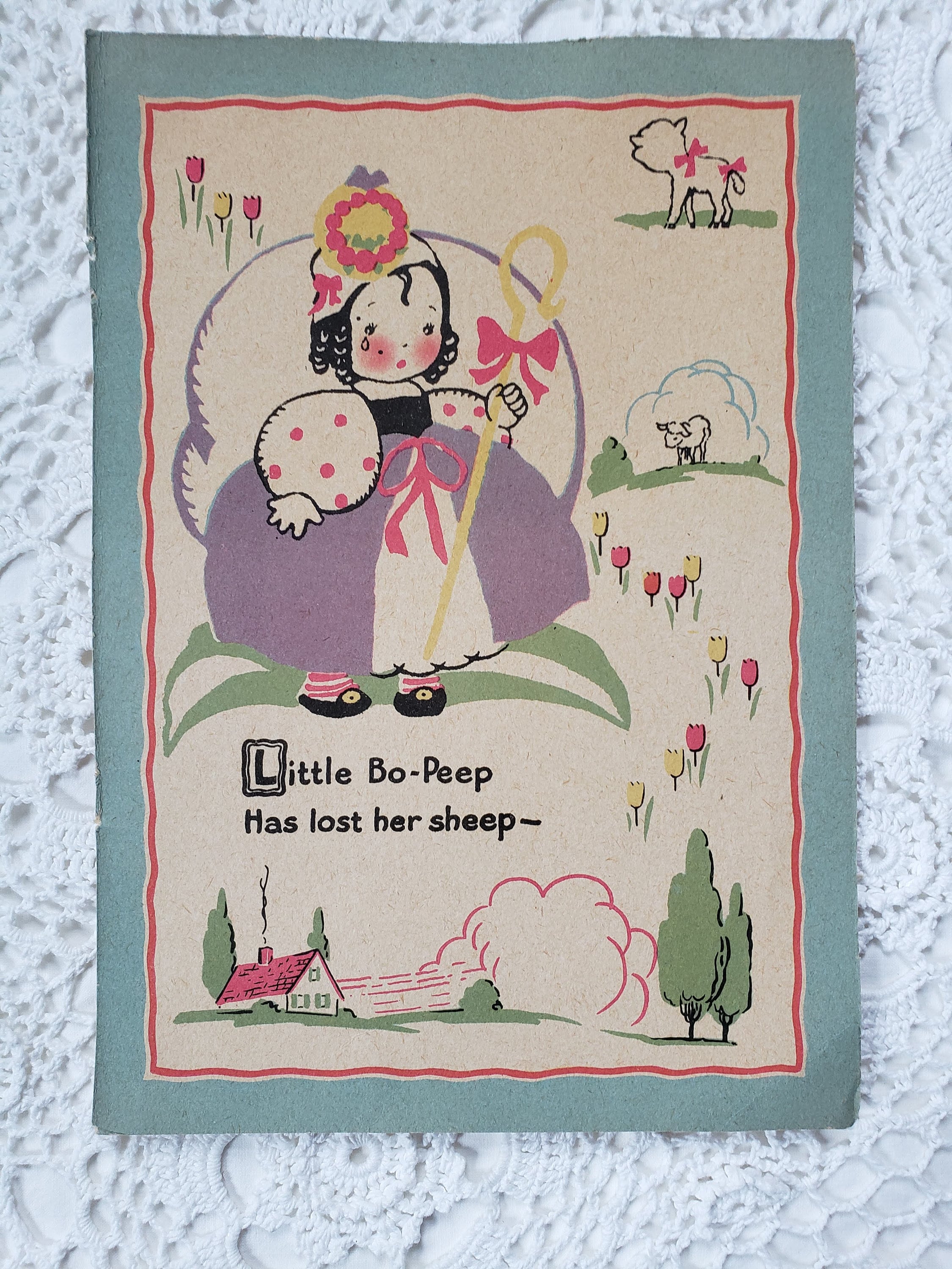 Vintage Little Bo Peep Nursery Rhyme Art Print Illustration, Folk Art ...