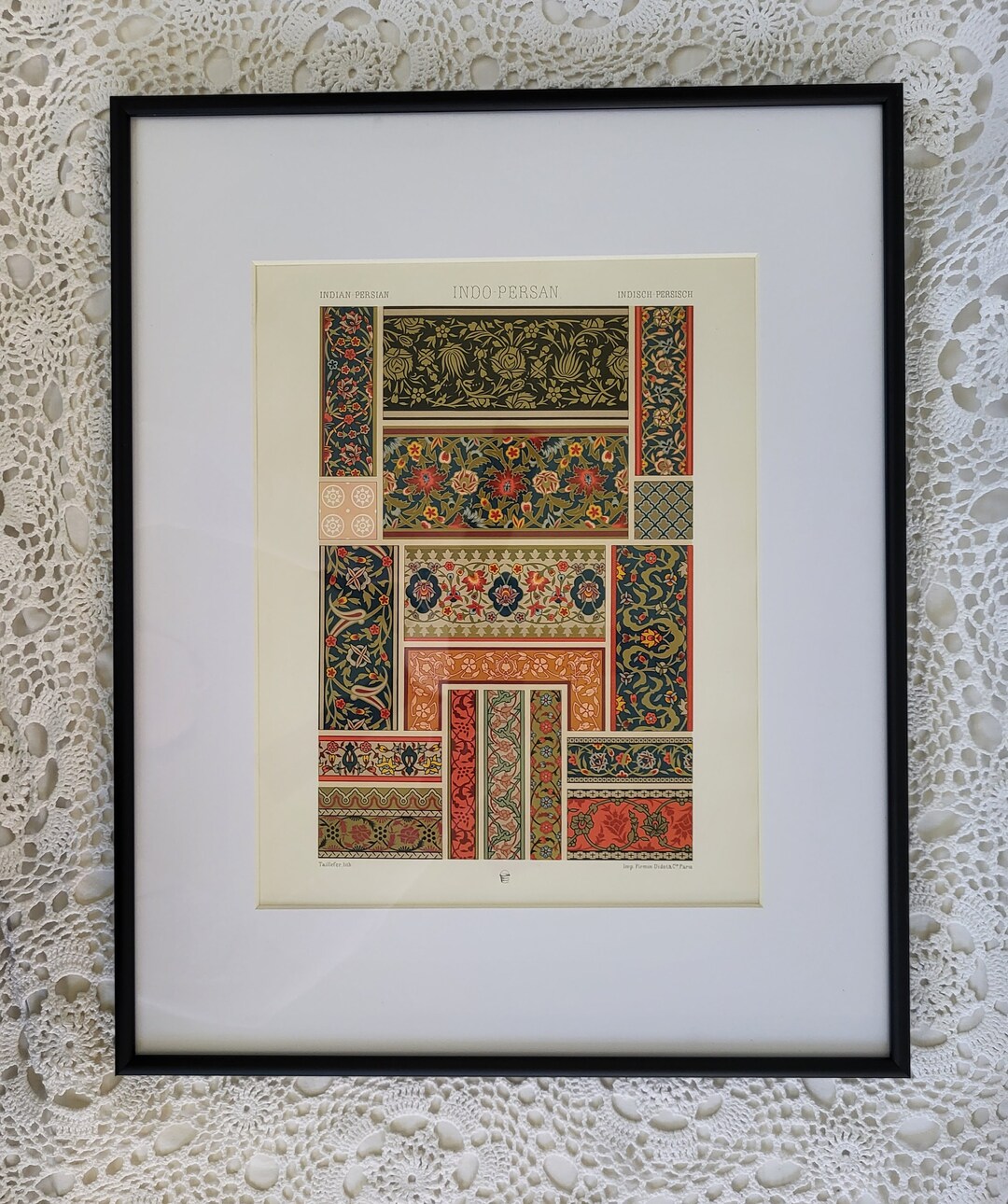 Framed Indian Perisan Decorative Arts Lithograph, Late 19th Century ...
